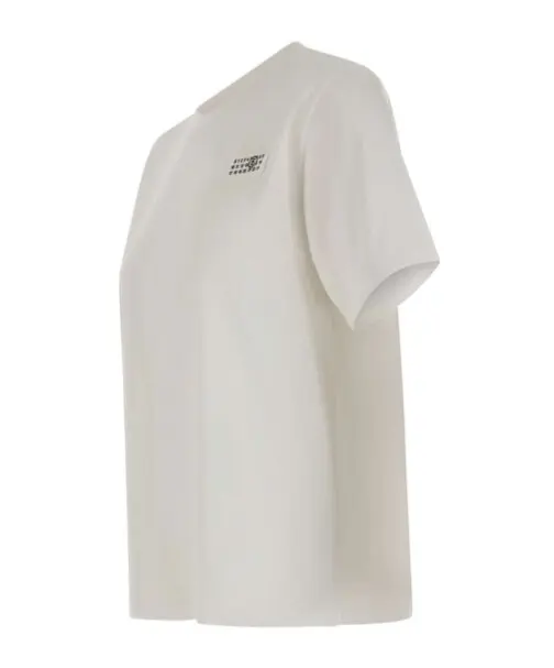MAISON MARGIELA Crewneck T-shirt With Digital Logo Patch - White