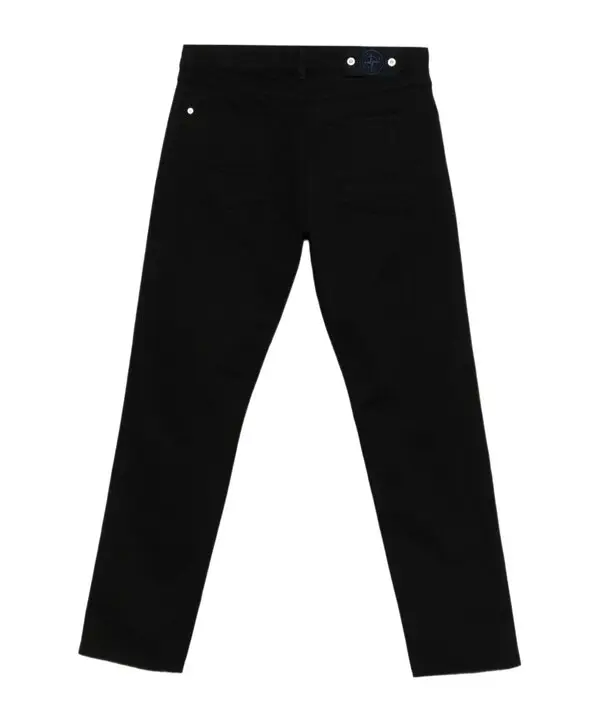 Stone Island Logo Patch Straight-leg Trousers - Black