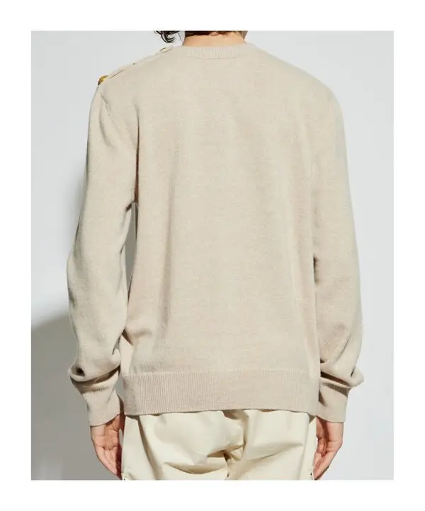 Balmain Relaxed Fit Knit Jumper With Button Detailing - Beige