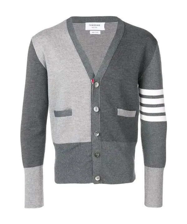 Thom Browne Wool V-neck Cardigan - Gray