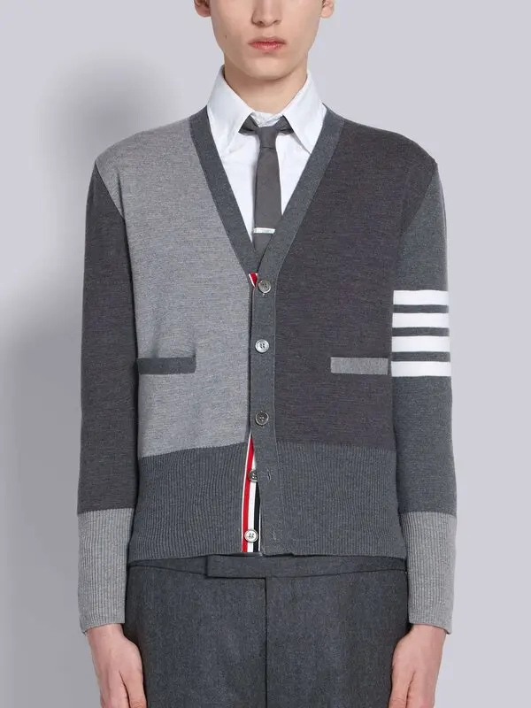 Thom Browne Wool V-neck Cardigan - Gray