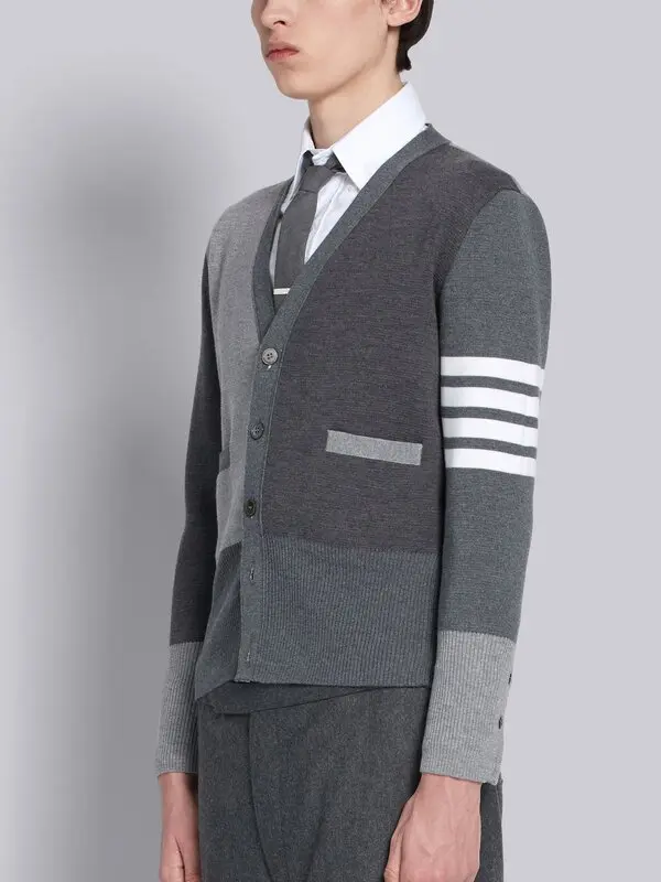 Thom Browne Wool V-neck Cardigan - Gray