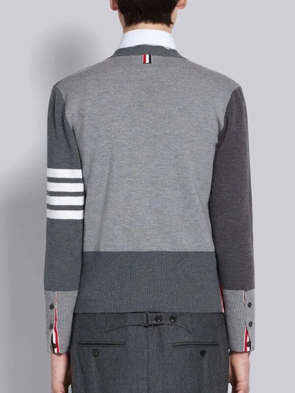 Thom Browne Wool V-neck Cardigan - Gray