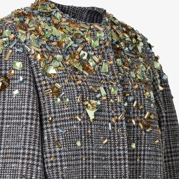 Fendi Cocoon-style Embellished Belted Tweed Jacket - Black