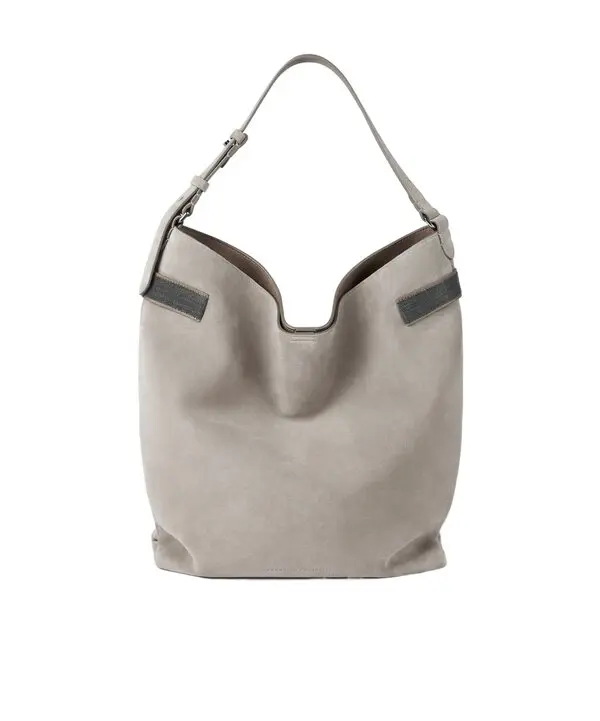 Brunello Cucinelli Monili Detail Suede Tote Bag
