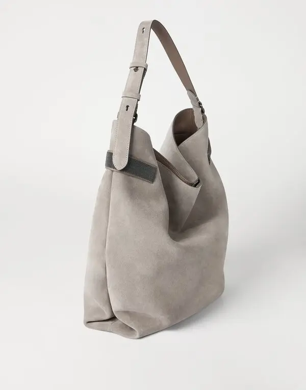 Brunello Cucinelli Monili Detail Suede Tote Bag