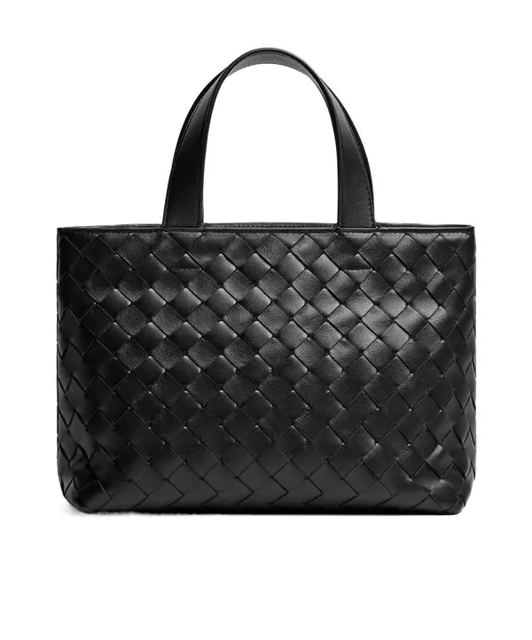 Bottega Veneta Mini Intrecciato Zipped Tote - Black