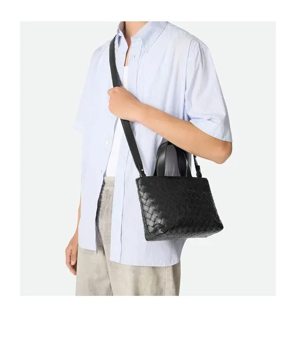 Bottega Veneta Mini Intrecciato Zipped Tote Bag - Black