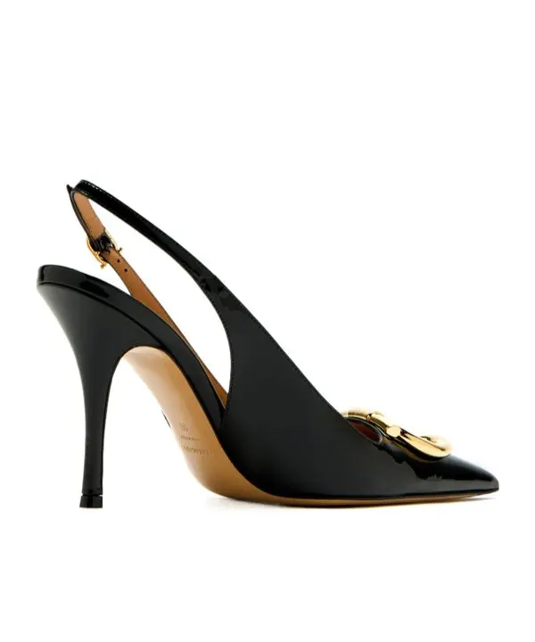 FERRAGAMO Maxi Gancini Slingback Pumps - Black