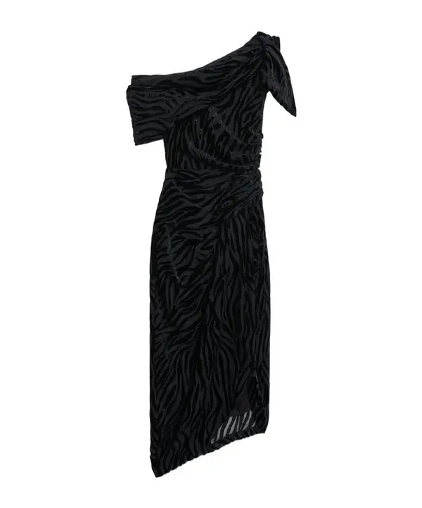 Isabel Marant Étoile Cyane Asymmetrical Zebra Print Midi Dress