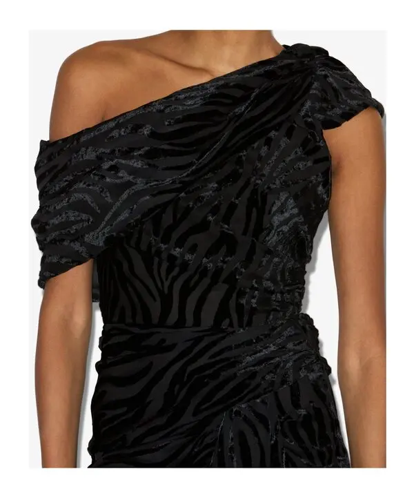 Isabel Marant Étoile Cyane Asymmetrical Zebra Print Midi Dress