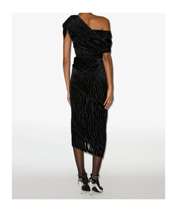 Isabel Marant Étoile Cyane Asymmetrical Zebra Print Midi Dress