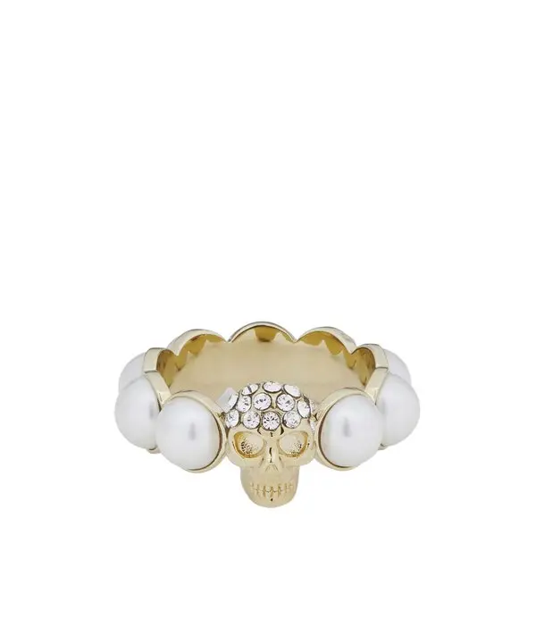 Alexander McQueen Skull Embellished Ring - Pearl