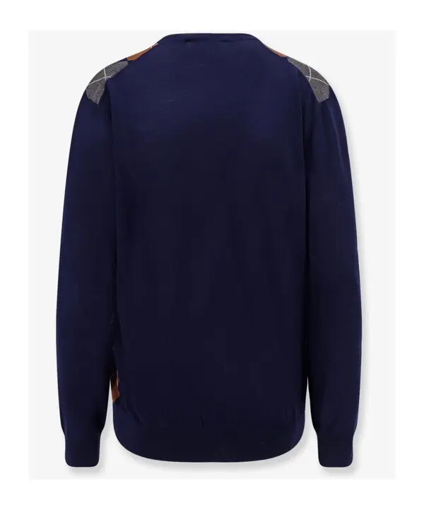 Miu Miu V-neck Argyle Wool Sweater - Blue