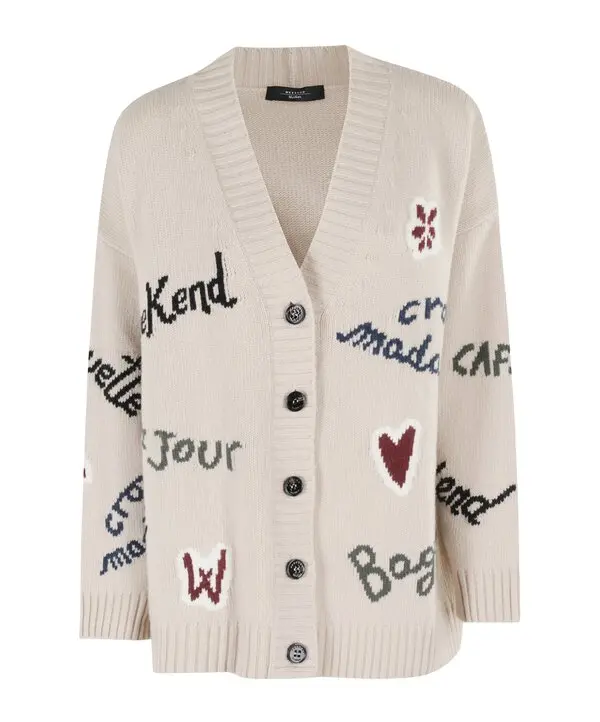 Max Mara Oversized Wool Knit Cardigan With Applique - No