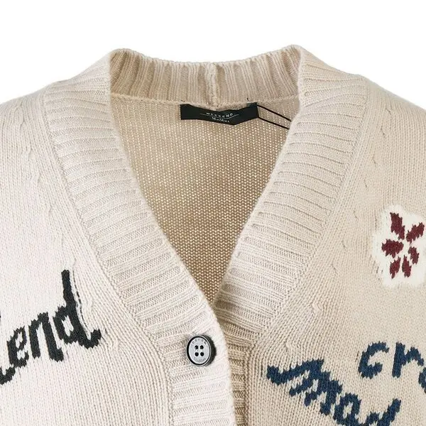 Max Mara Oversized Wool Knit Cardigan With Applique