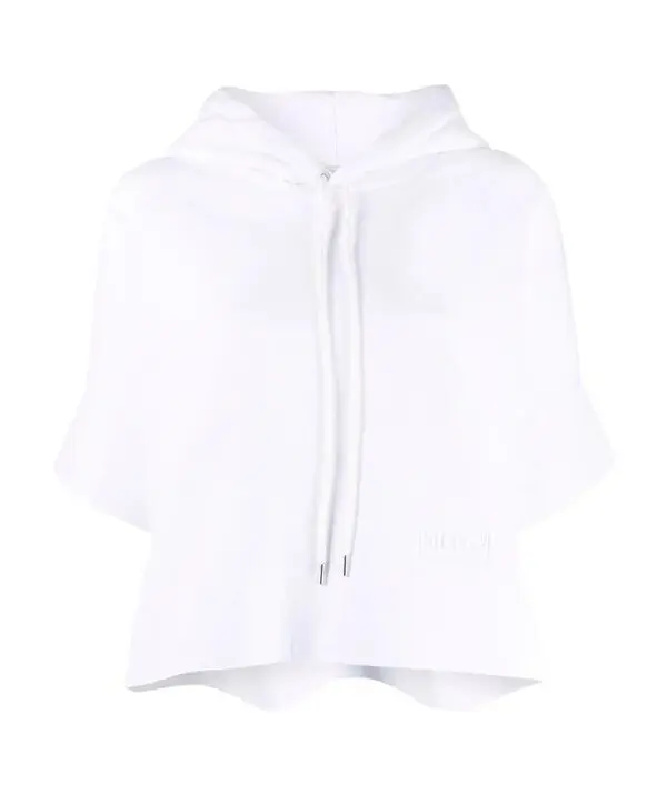 Stella McCartney Cropped Short-sleeve Hoodie With Rope Detail - White