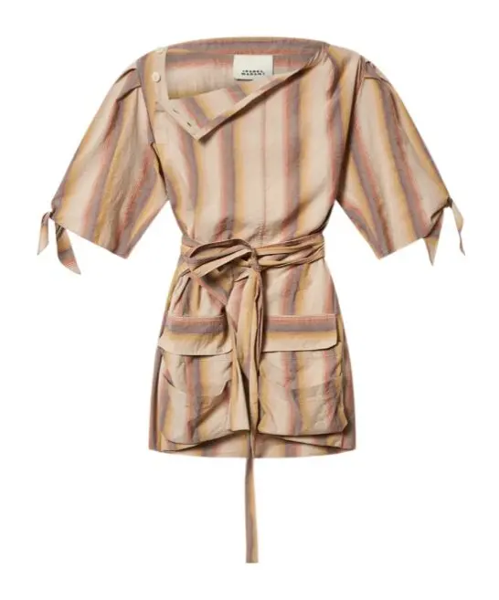Isabel Marant Étoile Mariza Boat Neck Striped Mini Dress - Desert