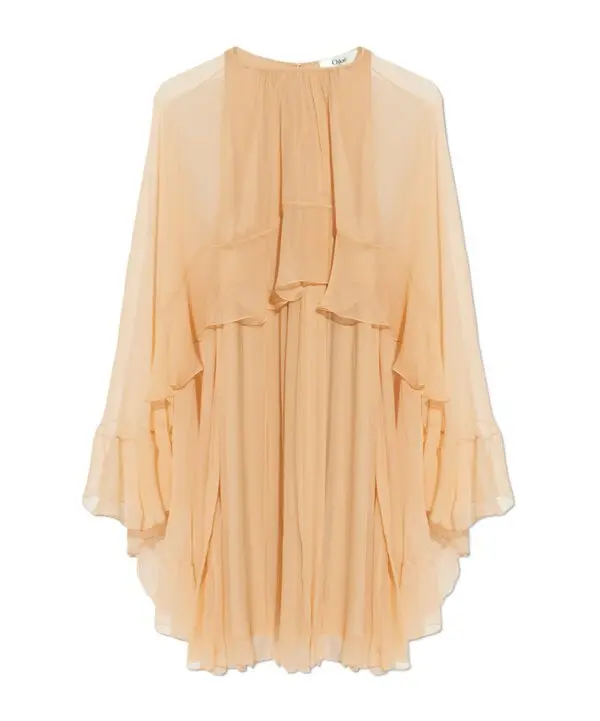 Chloé Ruffled Mini Dress - Beige