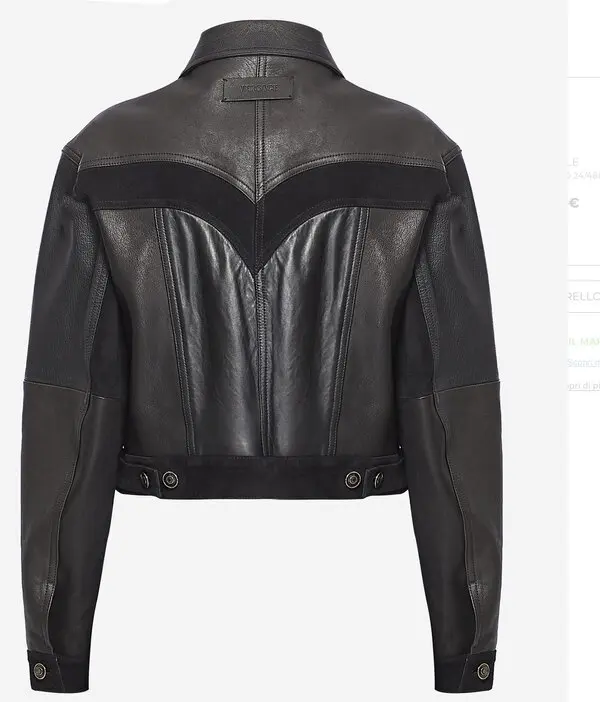 Versace Slim Fit Cropped Leather Blouson Jacket