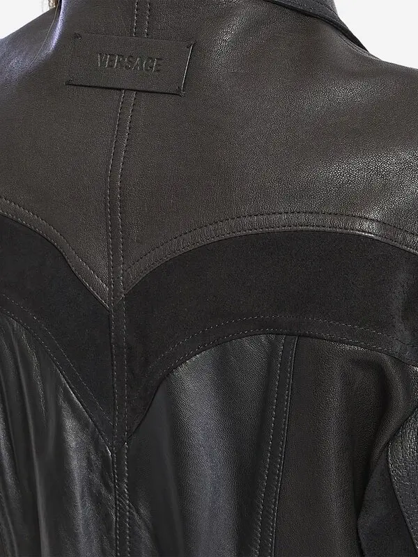 Versace Slim Fit Cropped Leather Blouson Jacket