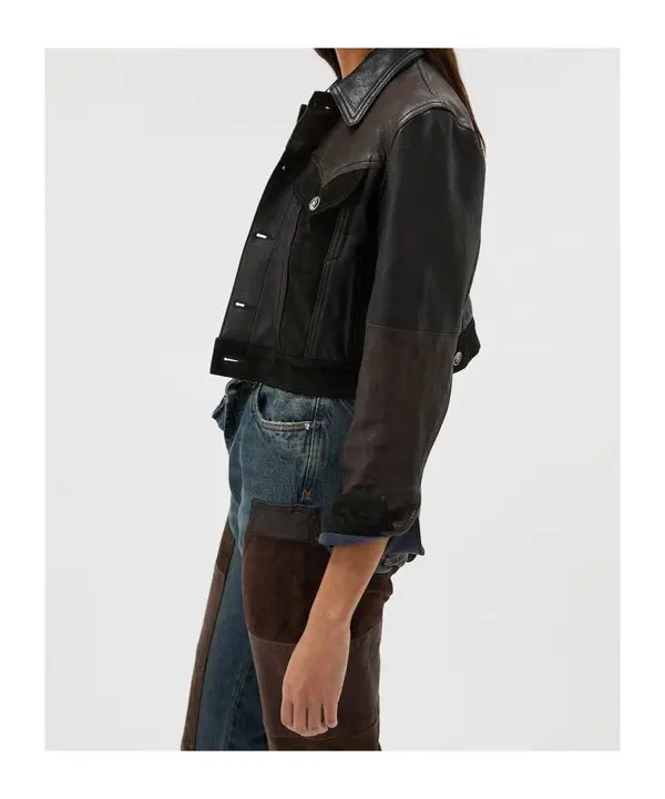 Versace Slim Fit Cropped Leather Blouson Jacket