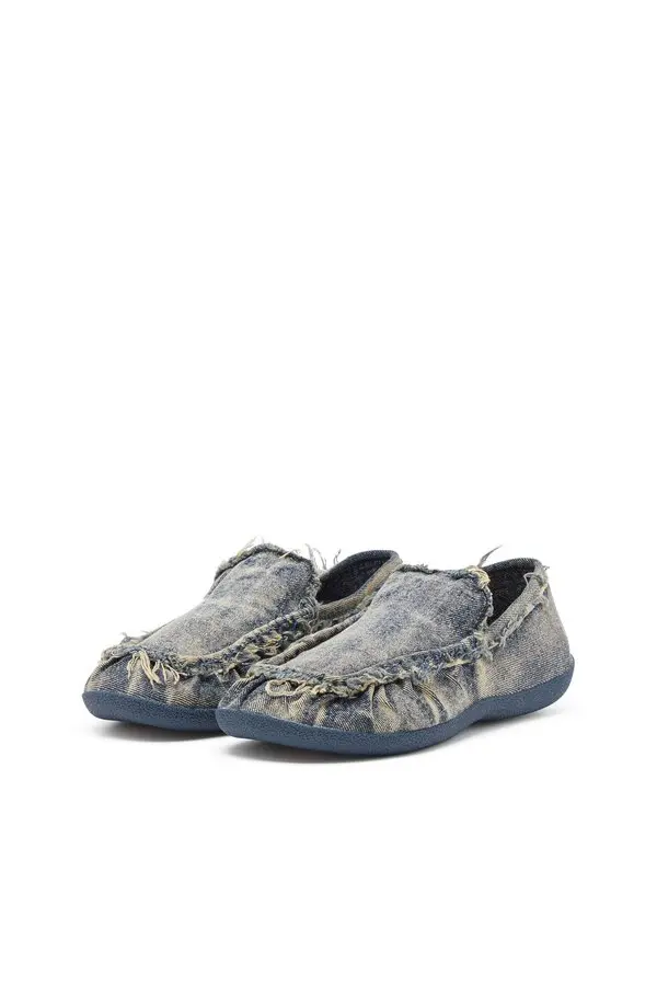 DIESEL® D-shock Moc Frayed Denim Loafers