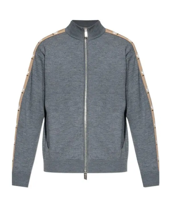 Dsquared2 High-neck Zipped Knitted Cardigan - Gray