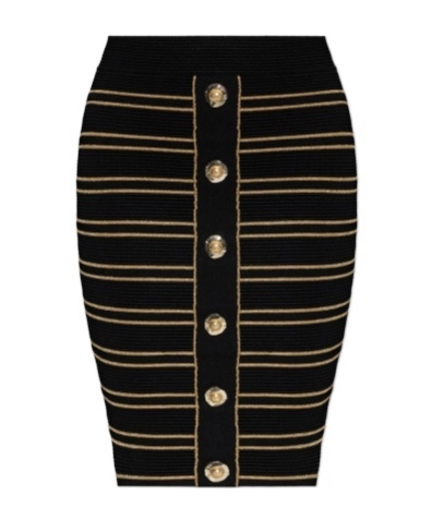 Balmain Lurex Thread Pencil Skirt - Black
