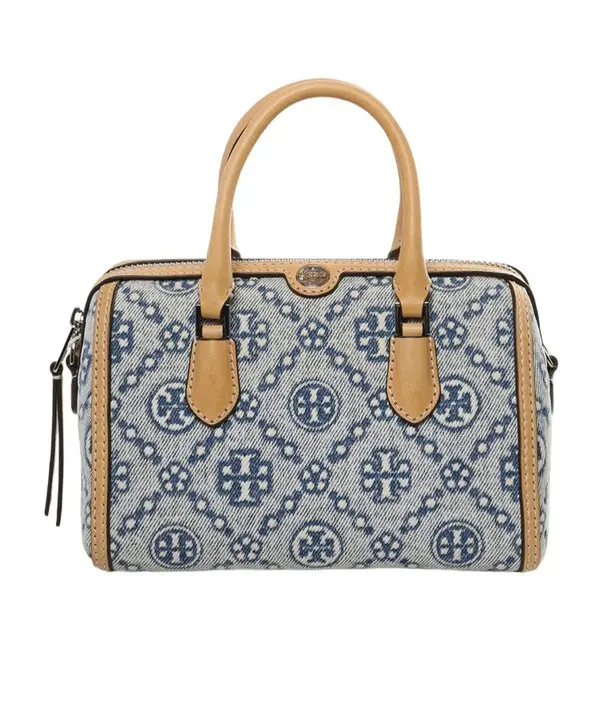 Tory Burch T Monogram Denim Petite Barrel Bag - Blue