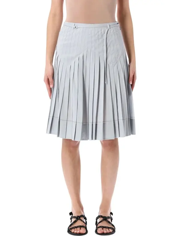 LOW CLASSIC Belted Pleated Skirt - Light Blue