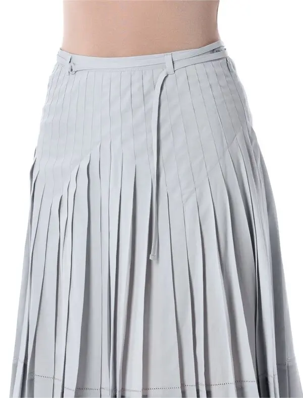 LOW CLASSIC Belted Pleated Skirt - Light Blue