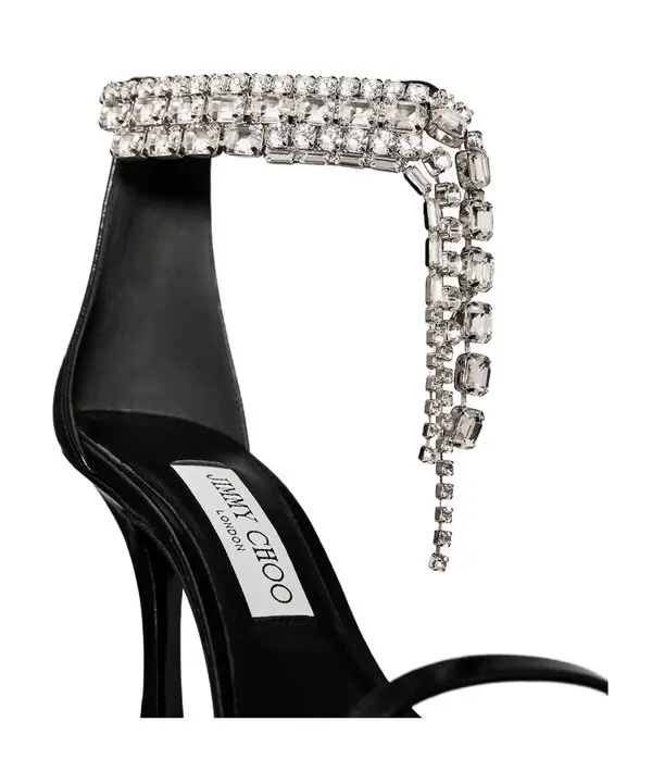 JIMMY CHOO Verity Embellished Strap Heeled Sandals - Black