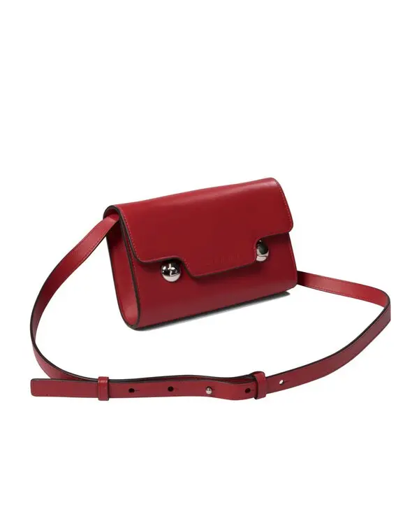 Marni Logo Debossed Foldover Crossbody Bag - Red