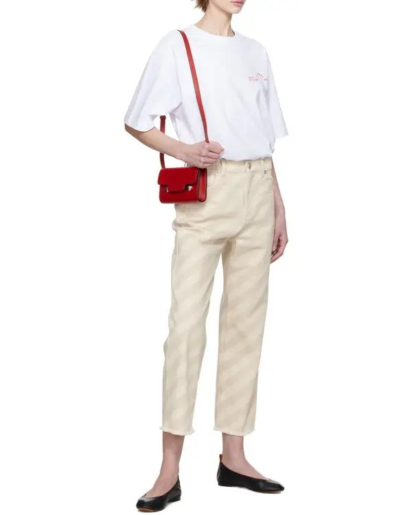 Marni Logo Debossed Foldover Crossbody Bag - Red