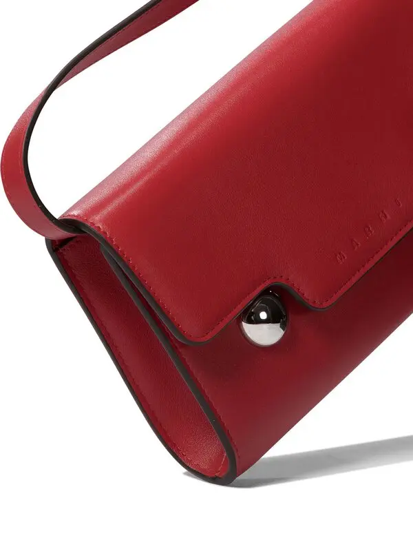 Marni Logo Debossed Foldover Crossbody Bag - Red