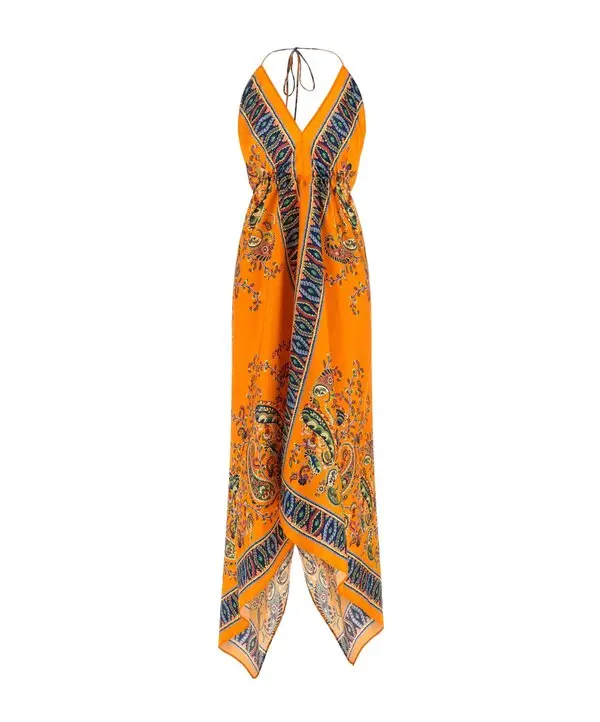 Etro Paisley Printed Tie Fastened Midi Dress - Multicolor