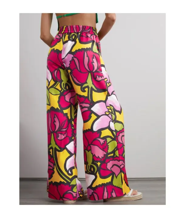 La DoubleJ Silk-twill Wide-leg Floral Print Pants