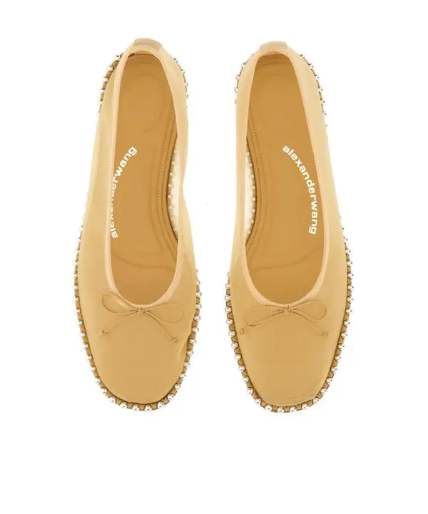 Alexander Wang Studded Mesh Ballet Flats - Nude