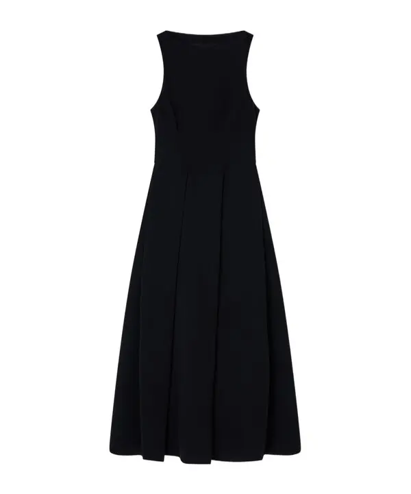 Emporio Armani Sleeveless Pleated Midi Dress - Black