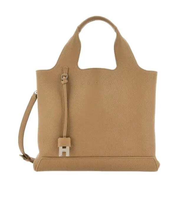 Hogan H Logo Charm Shopping Bag - Beige