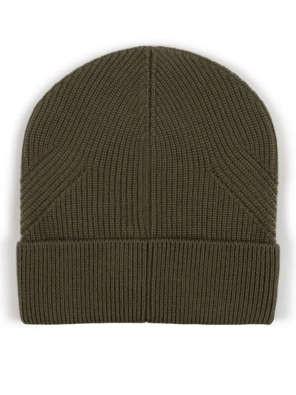Moncler Logo Patch Ribbed Beanie - Green