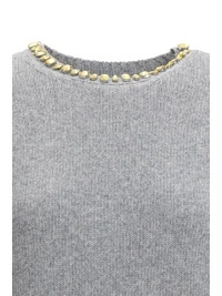 Prada Embellished Short Sleeve Jumper - Grey