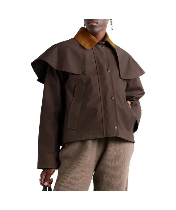 Altuzarra Suede Trimmed Cotton Canvas Jacket