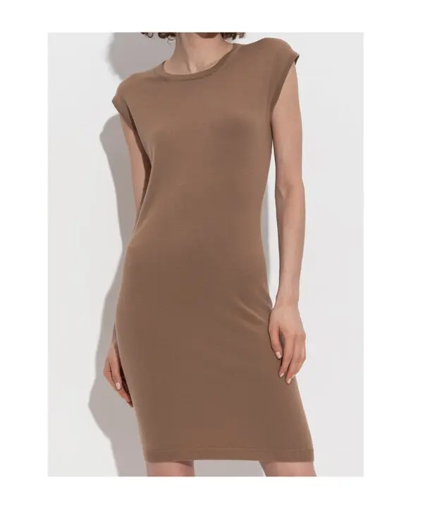 Dsquared2 Sleeveless Knitted Dress With Logo Embroidery - Brown