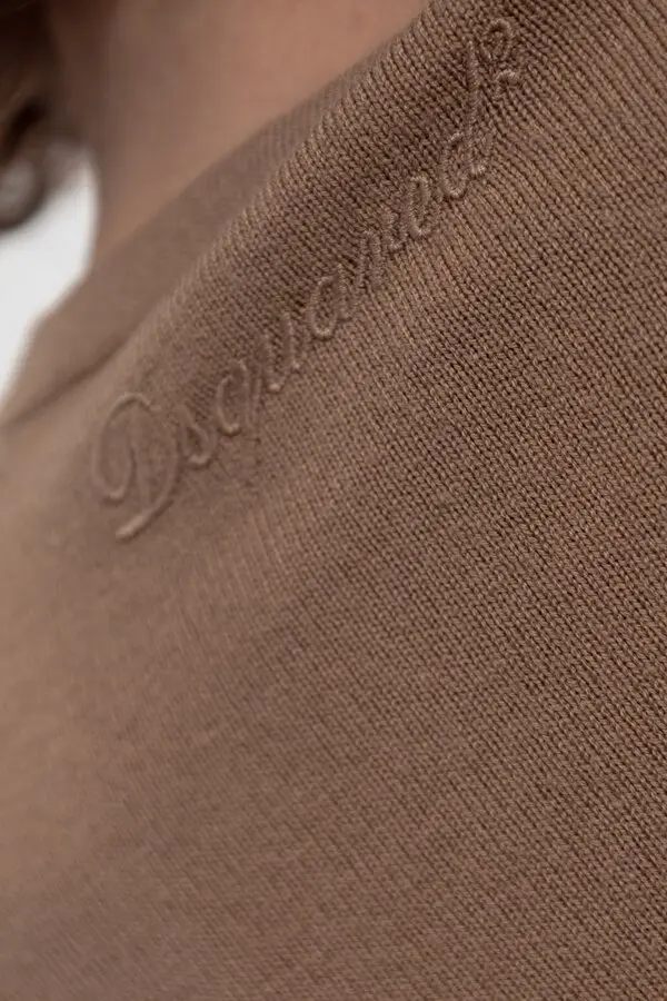 Dsquared2 Sleeveless Knitted Dress With Logo Embroidery - Brown