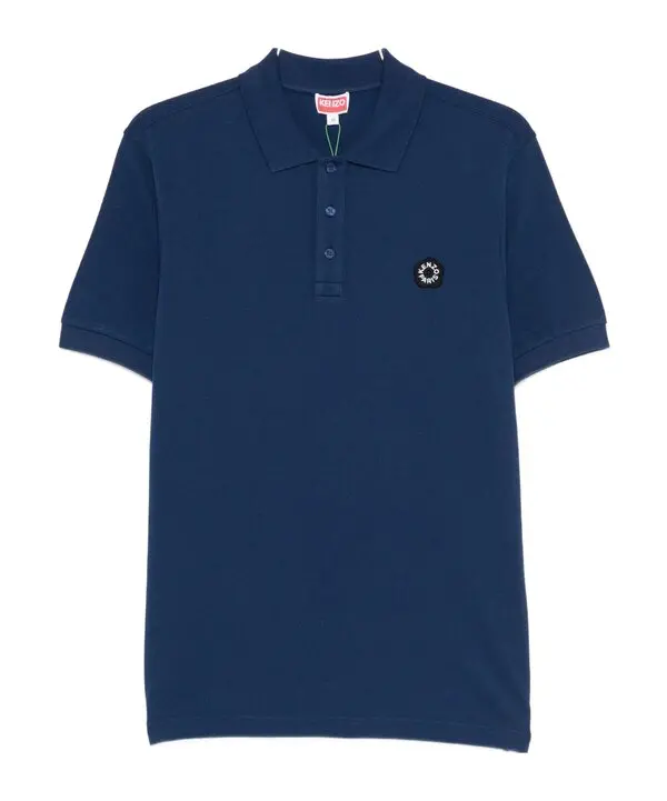 Kenzo Logo Embroidered Short-sleeve Polo Shirt - Blue