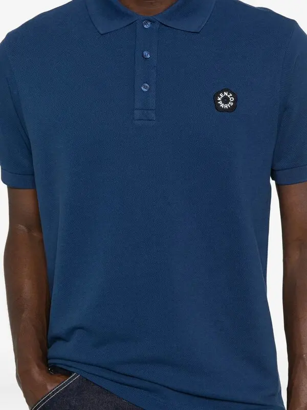 Kenzo Logo Embroidered Short-sleeve Polo Shirt - Blue