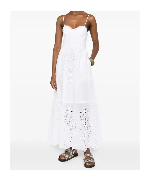 ERMANNO FIRENZE Sleeveless Tiered Midi Dress With Lace Detail