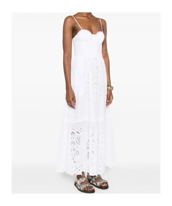 ERMANNO FIRENZE Sleeveless Tiered Midi Dress With Lace Detail